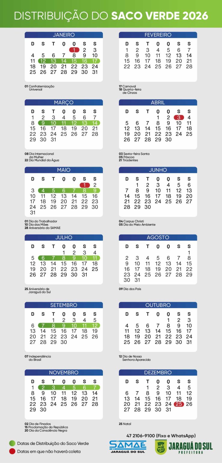Calendário do Saco Verde 2026 já está disponível no aplicativo Jaraguá ...